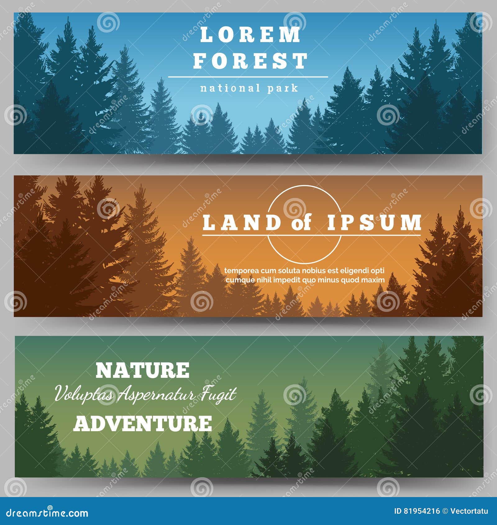 Green pines forest banners stock vector. Illustration of horizon - 81954216
