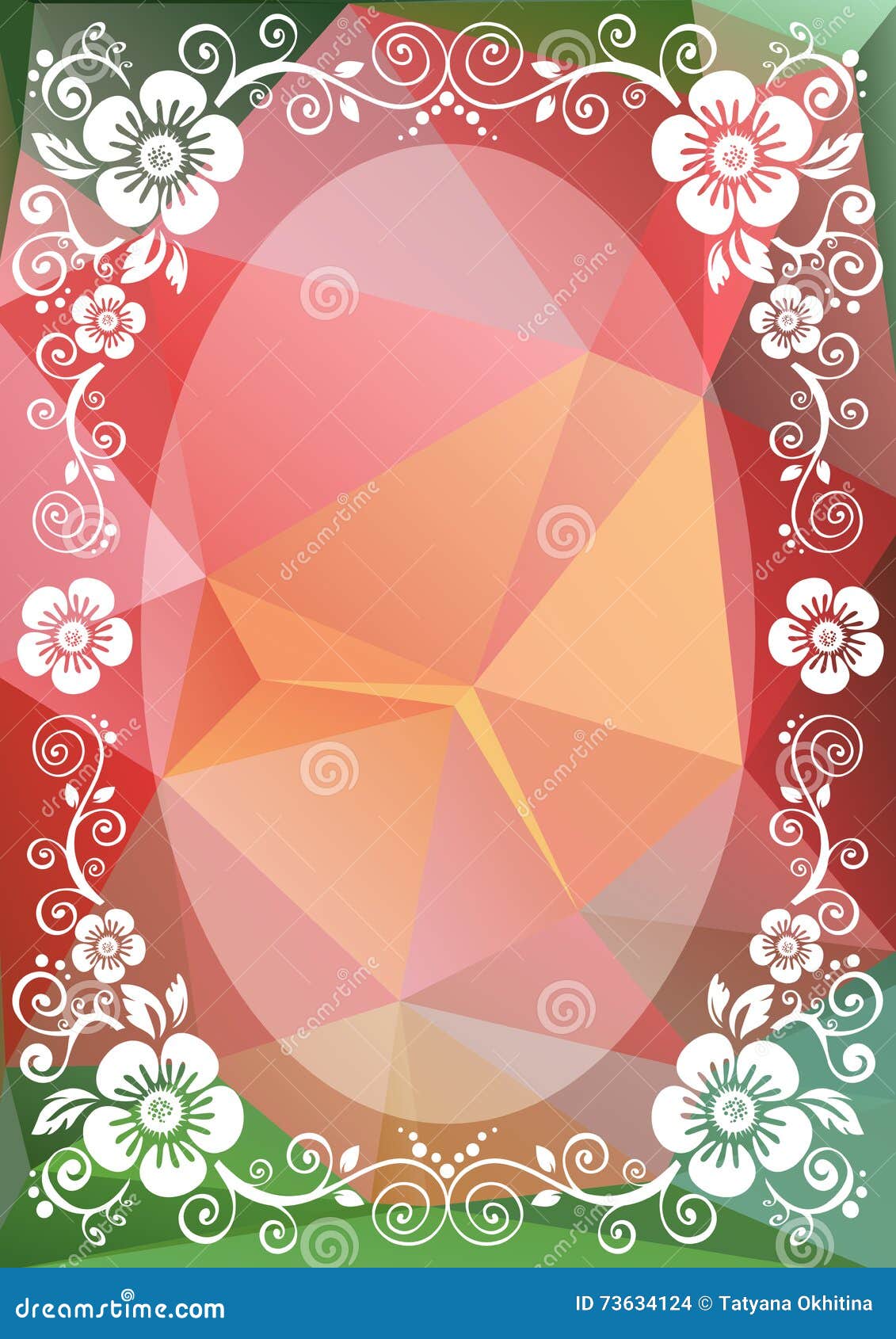 Green pink floral border stock vector. Illustration of silhouette ...