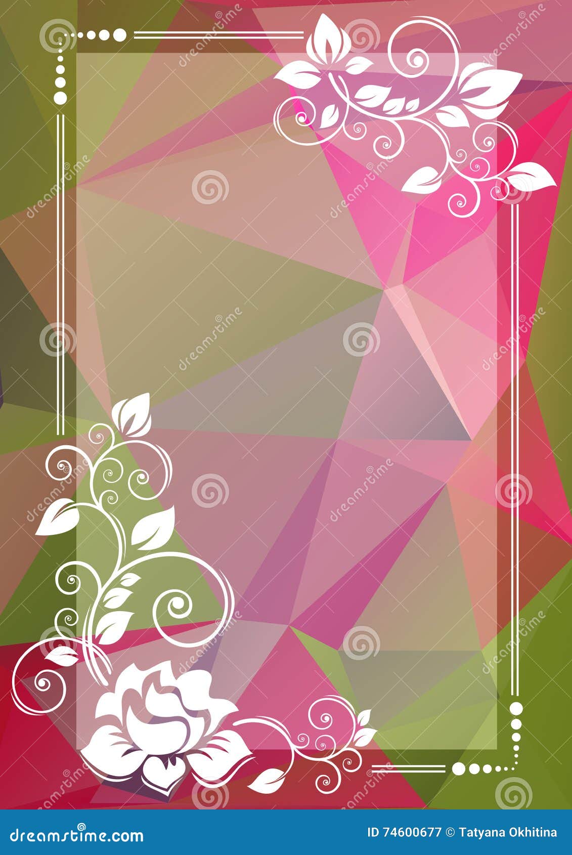 Green pink floral border stock vector. Illustration of triangle - 74600677