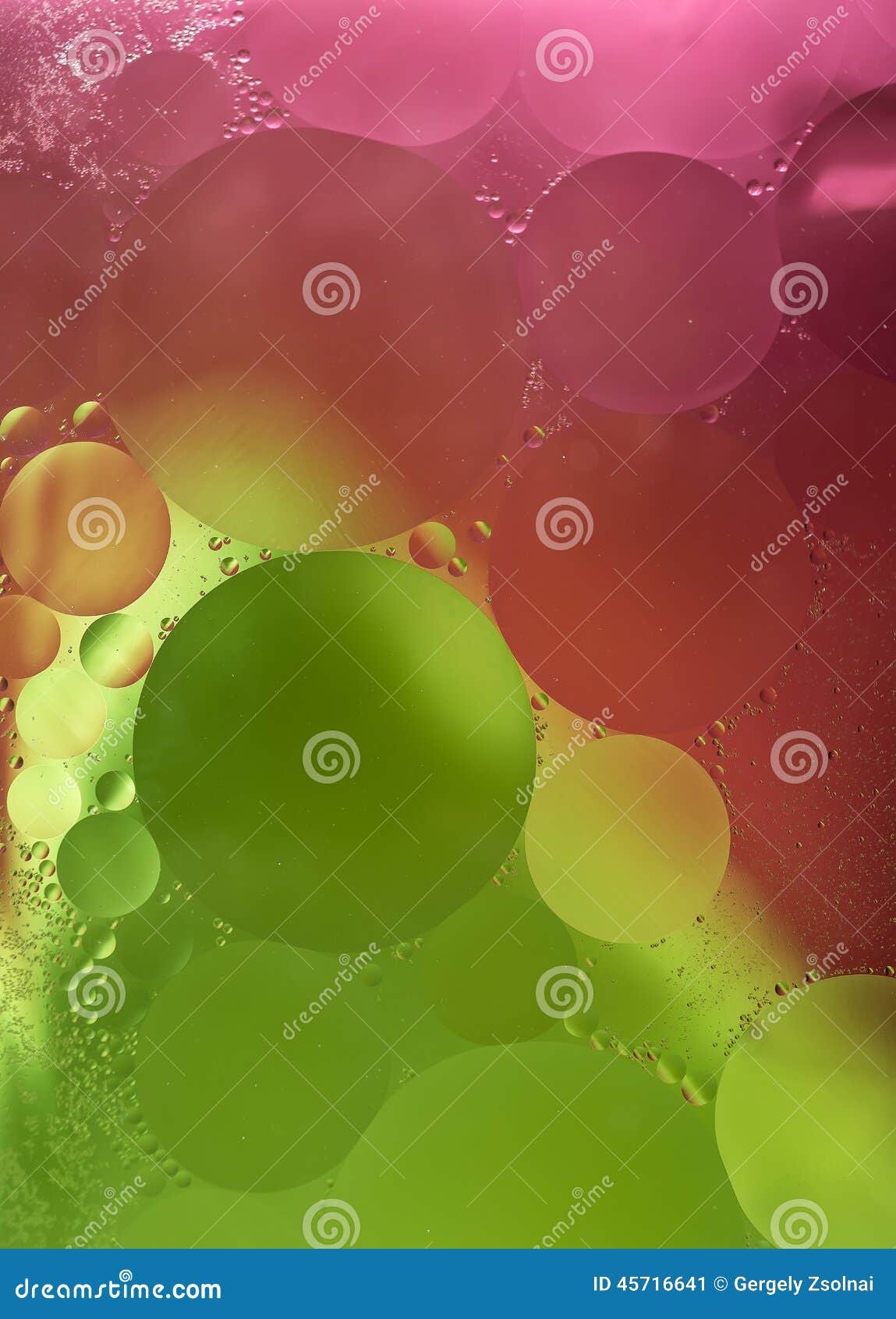 Green,pink Gradient Oil Drops in the Water -abstract Background Stock ...