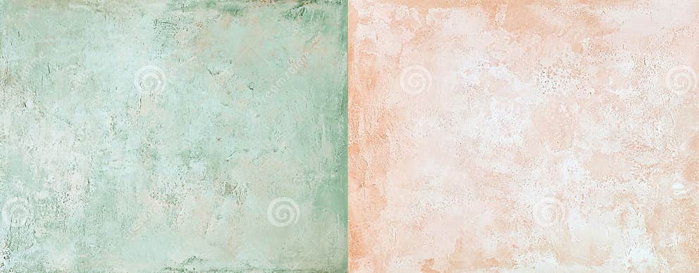 Green and Pink Pastel Colored Textured Backgrounds Create a Split ...