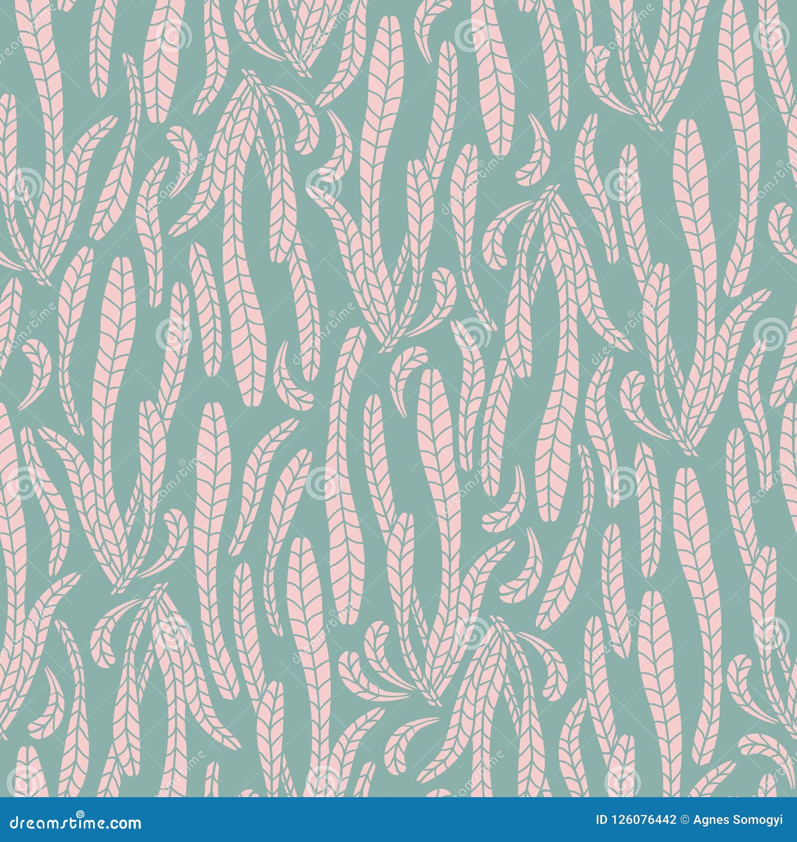 Green Pink Succulent Leaves Seamless Repeat Vector Pattern Stock Vector ...