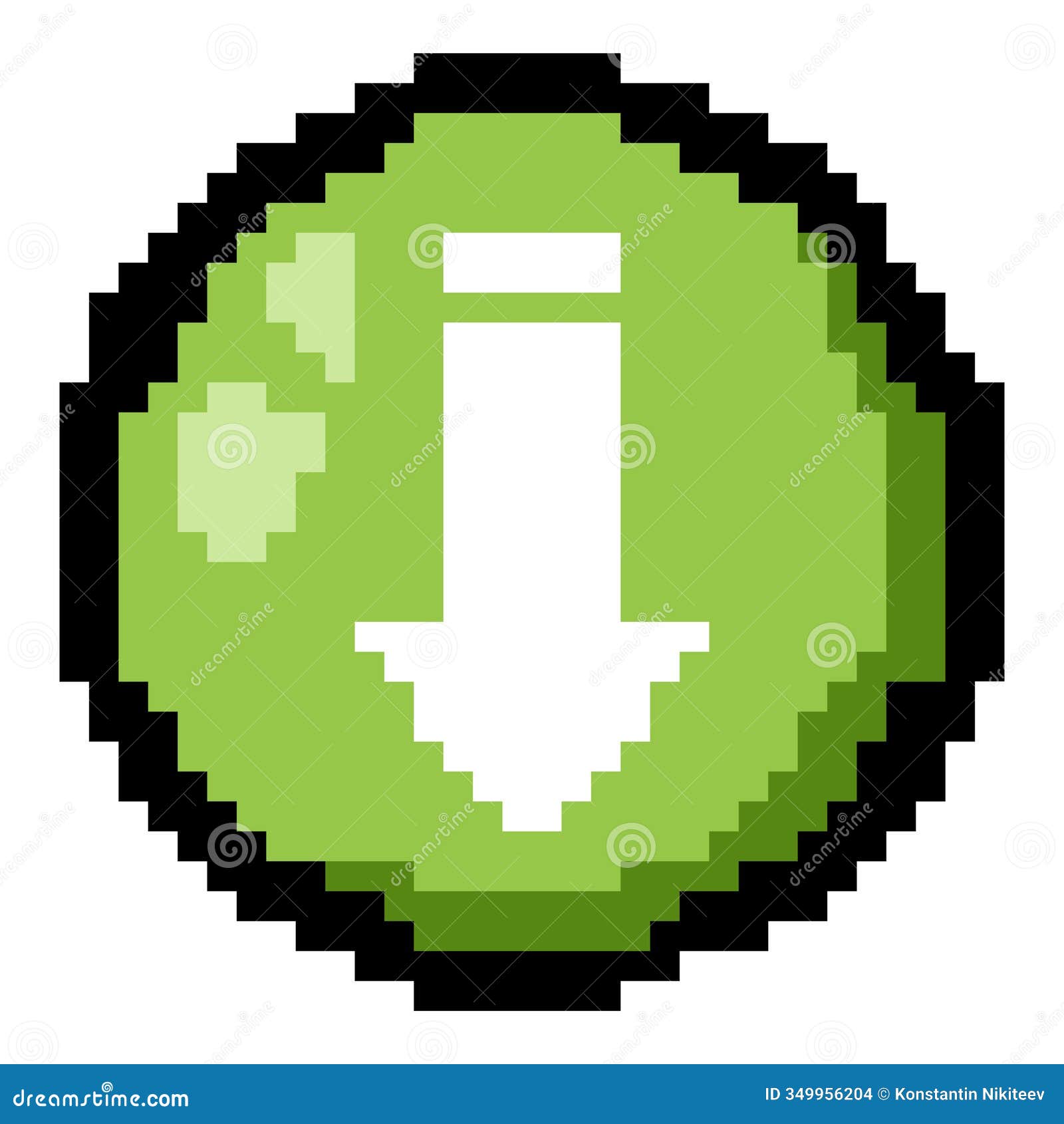 Green Pixel Download Button Stock Vector - Illustration of retro ...
