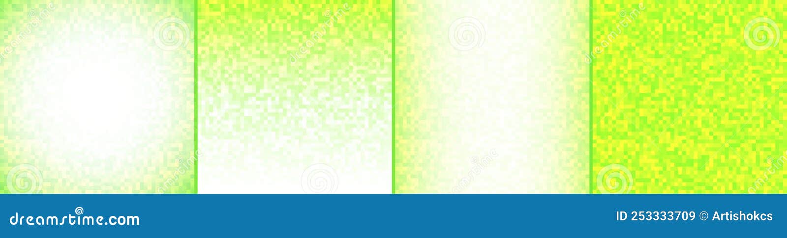 Green Pixelated Backgrounds. Set of Abstract Technology Pixel ...