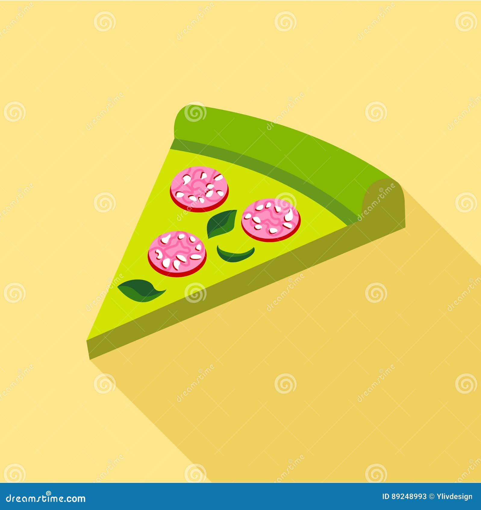 Green Pizza with Greens and Sausage Icon Stock Vector - Illustration of ...