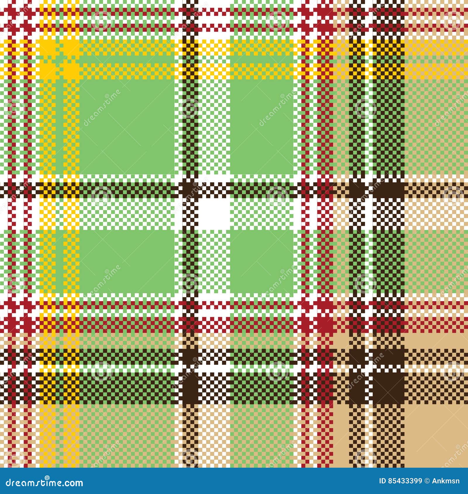 Green Plaid Pixel Texture Madras Color Fabric Seamless Pattern Stock ...