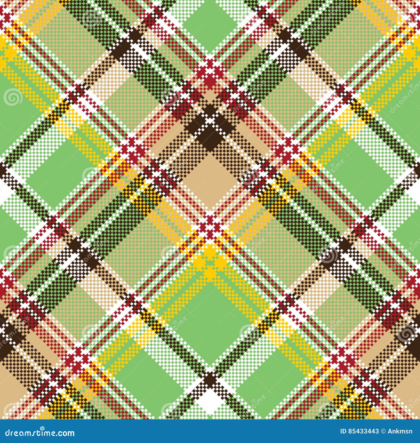Green Plaid Pixel Texture Madras Color Fabric Seamless Pattern Stock ...