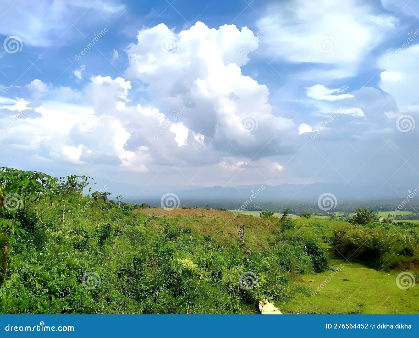 Green Plains and Cloudy Clear Skies Stock Photo - Image of clear ...