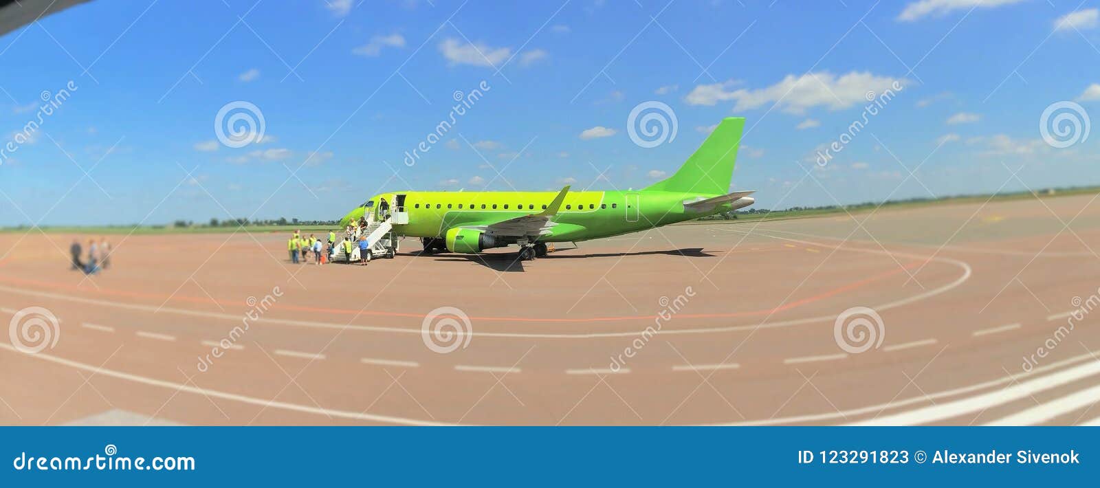 Green plane on the runway editorial stock photo. Image of plane - 123291823