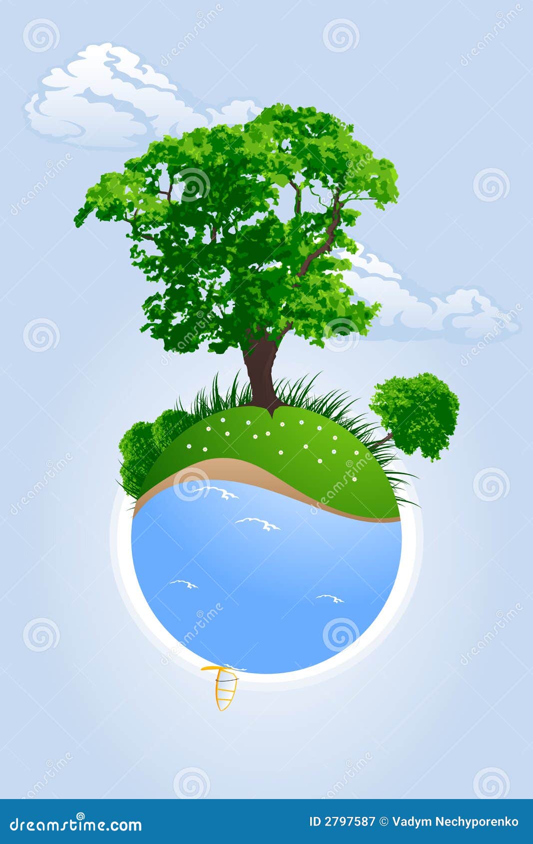 Big Green Planet Cartoon Vector | CartoonDealer.com #13092891