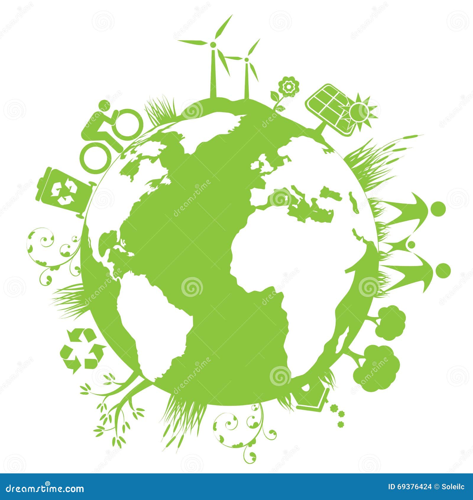 Green planet stock vector. Illustration of people, ecology - 69376424