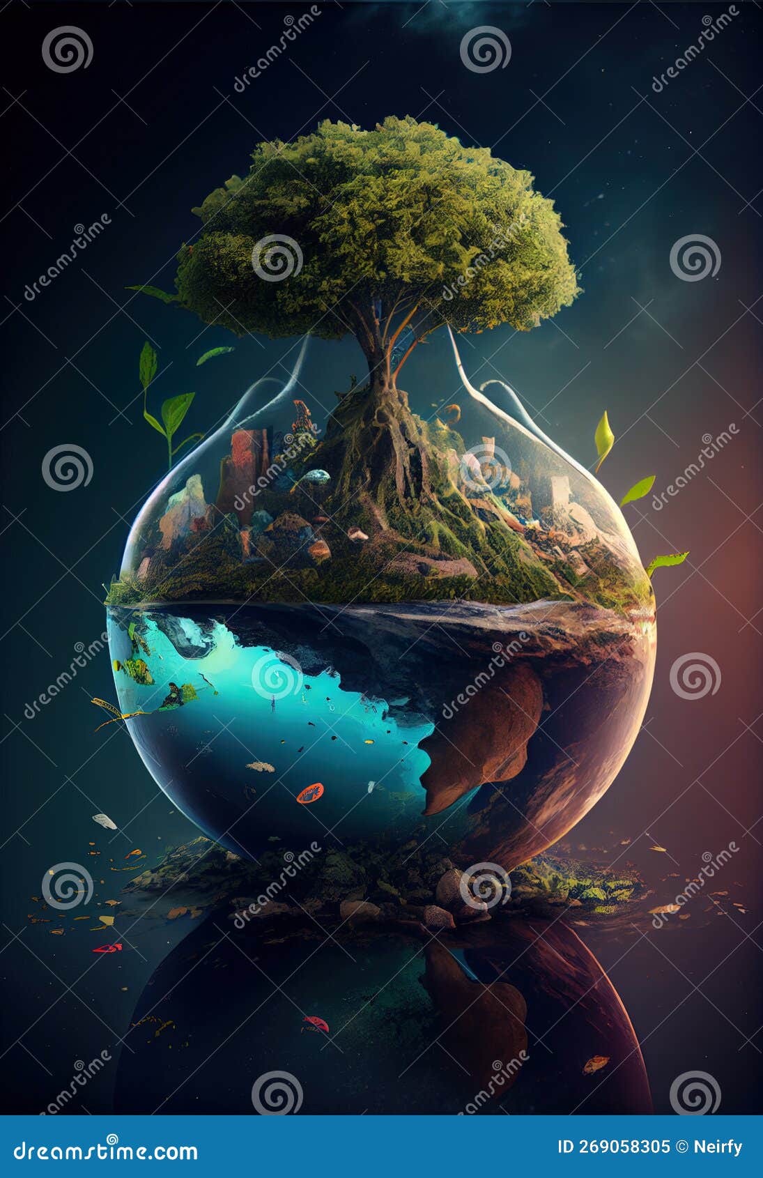 Green planet concept stock illustration. Illustration of technology ...