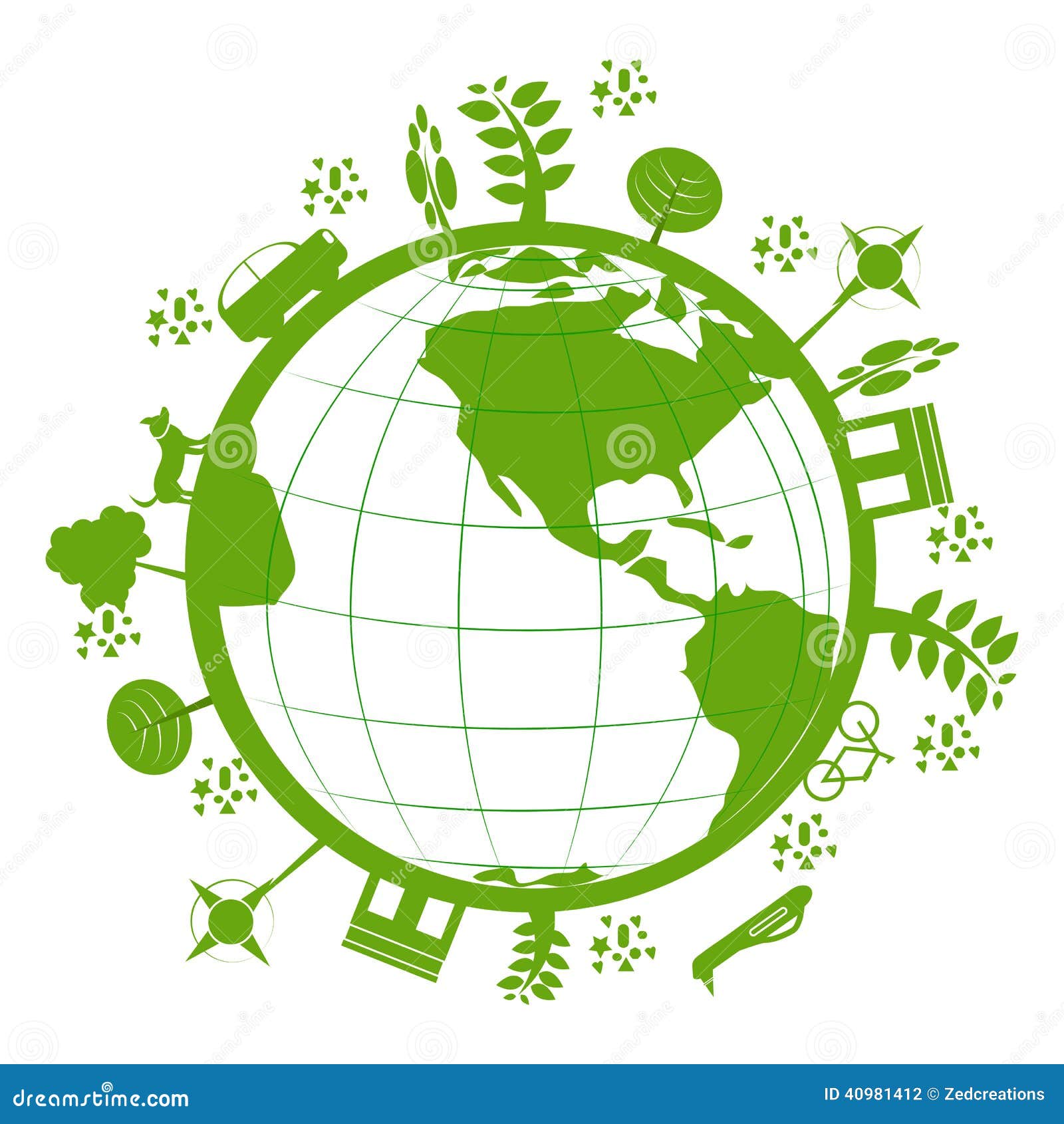 Green Planet stock vector. Illustration of ecco, green - 40981412