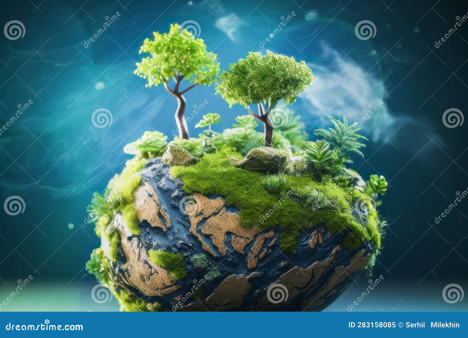 Green Planet Earth with Trees. Stock Illustration - Illustration of ...