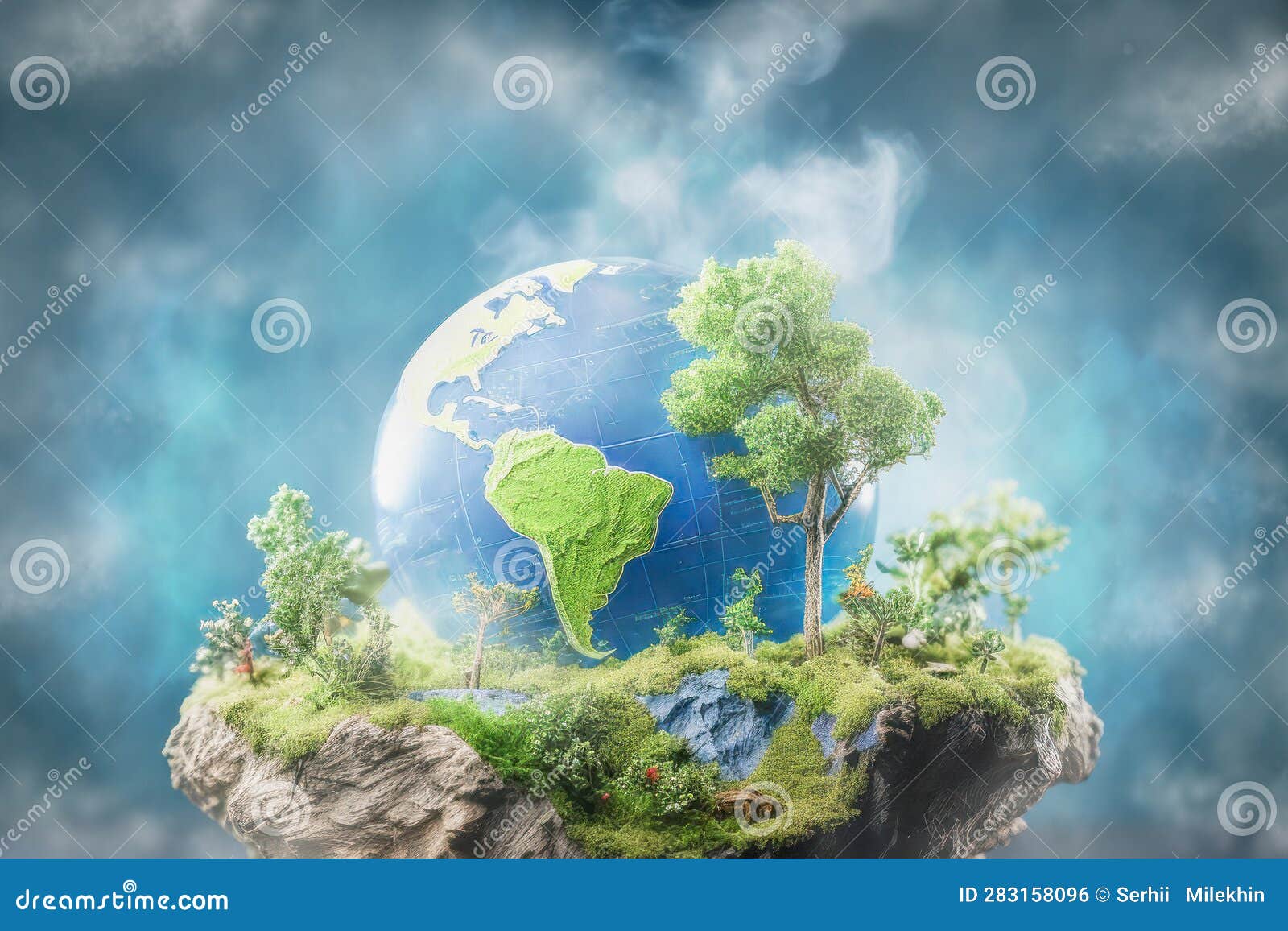 Green Planet Earth with Trees. T Stock Illustration - Illustration of ...