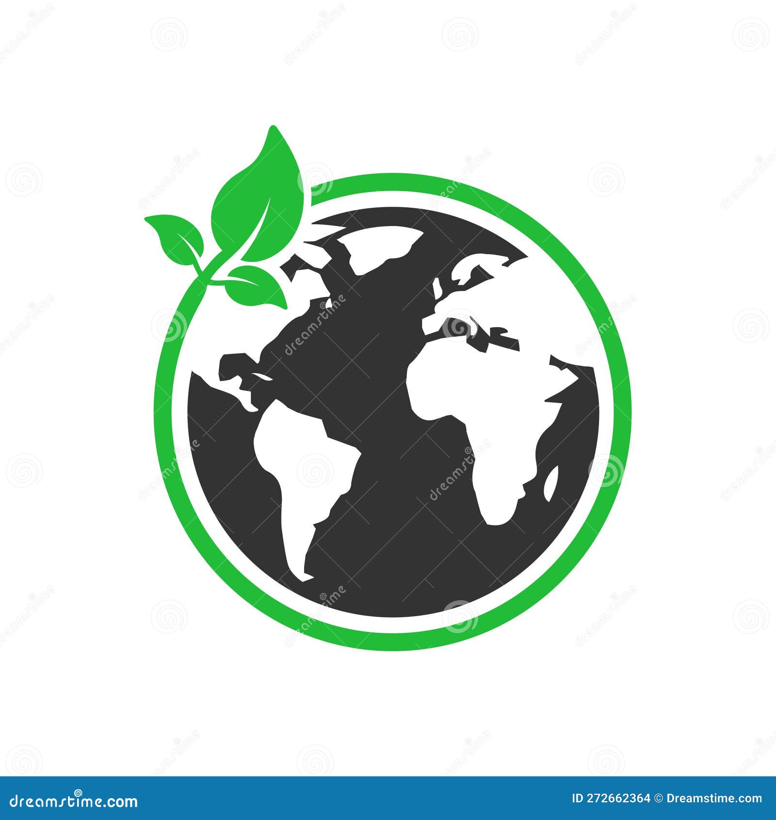 Green Planet Icon with Globe and Plant Symbol. Stock Vector ...