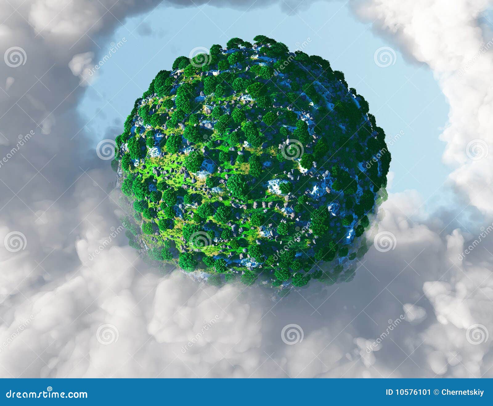 Green Planet Surrounded by Gases Stock Illustration - Illustration of ...