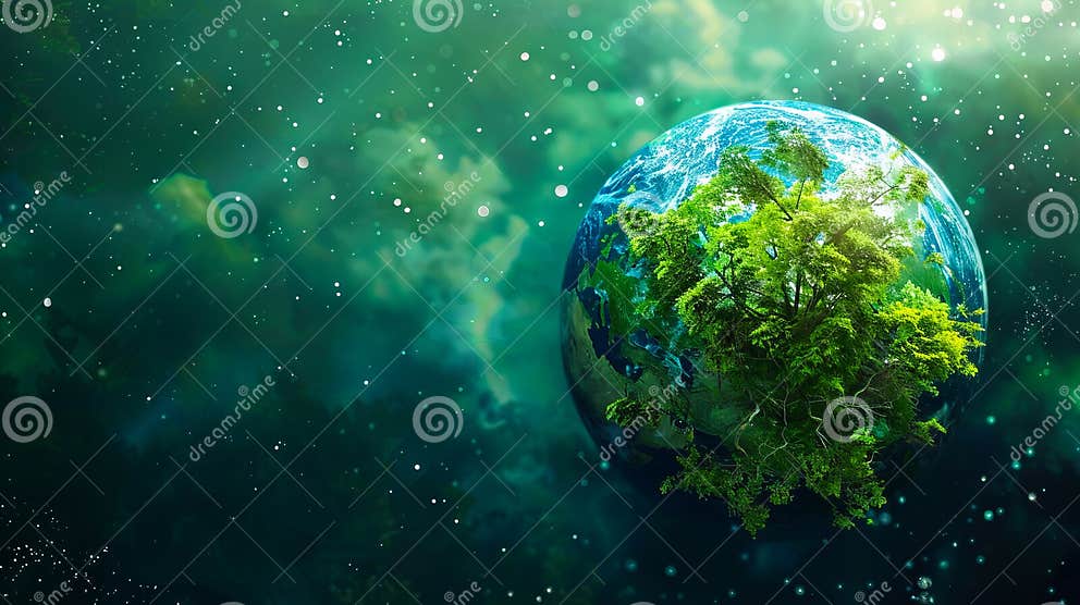 A Green Planet with Trees Growing on it Stock Photo - Image of space ...