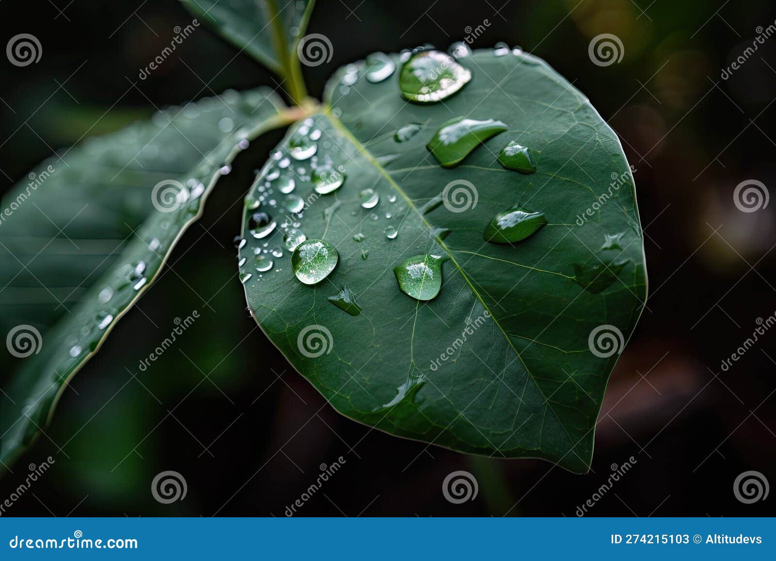 A Green Plant with a Drop of Dew on Its Leaf Stock Illustration ...