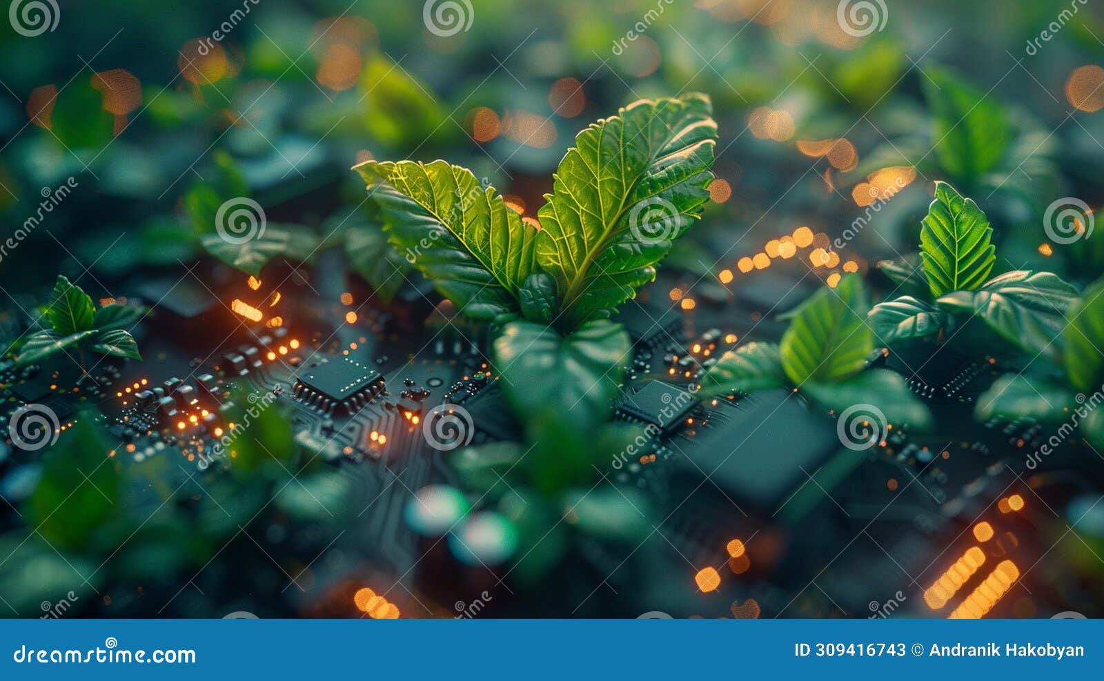 Green Plant Growing in Computer Motherboard Stock Image - Image of ...
