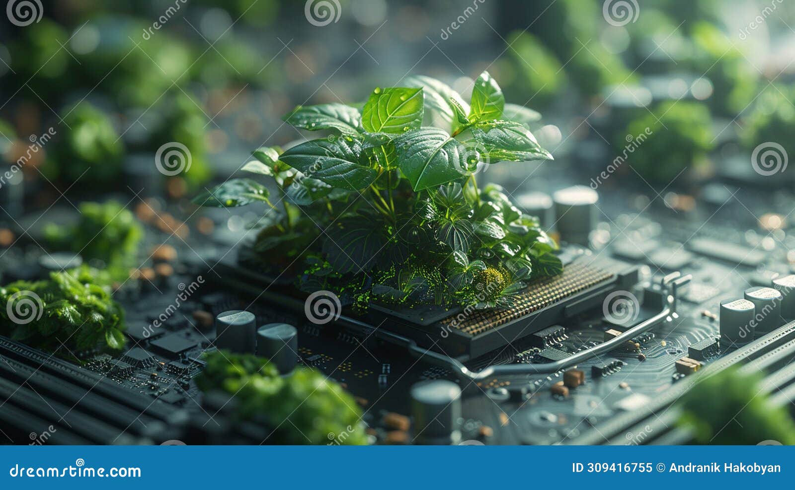 Green Plant Growing in Computer Motherboard Stock Image - Image of ...