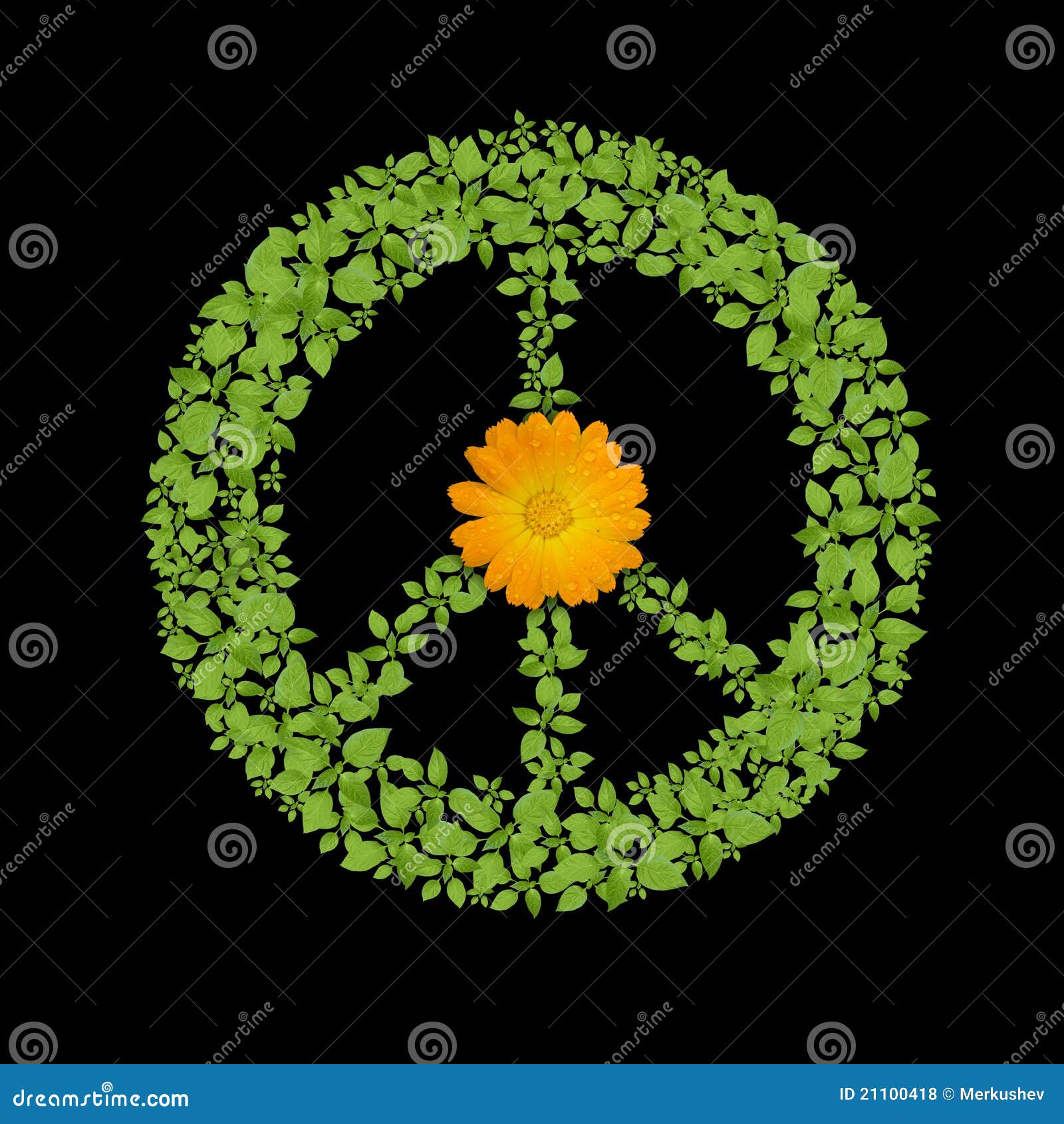 Green plant peace symbol stock illustration. Illustration of foliage ...