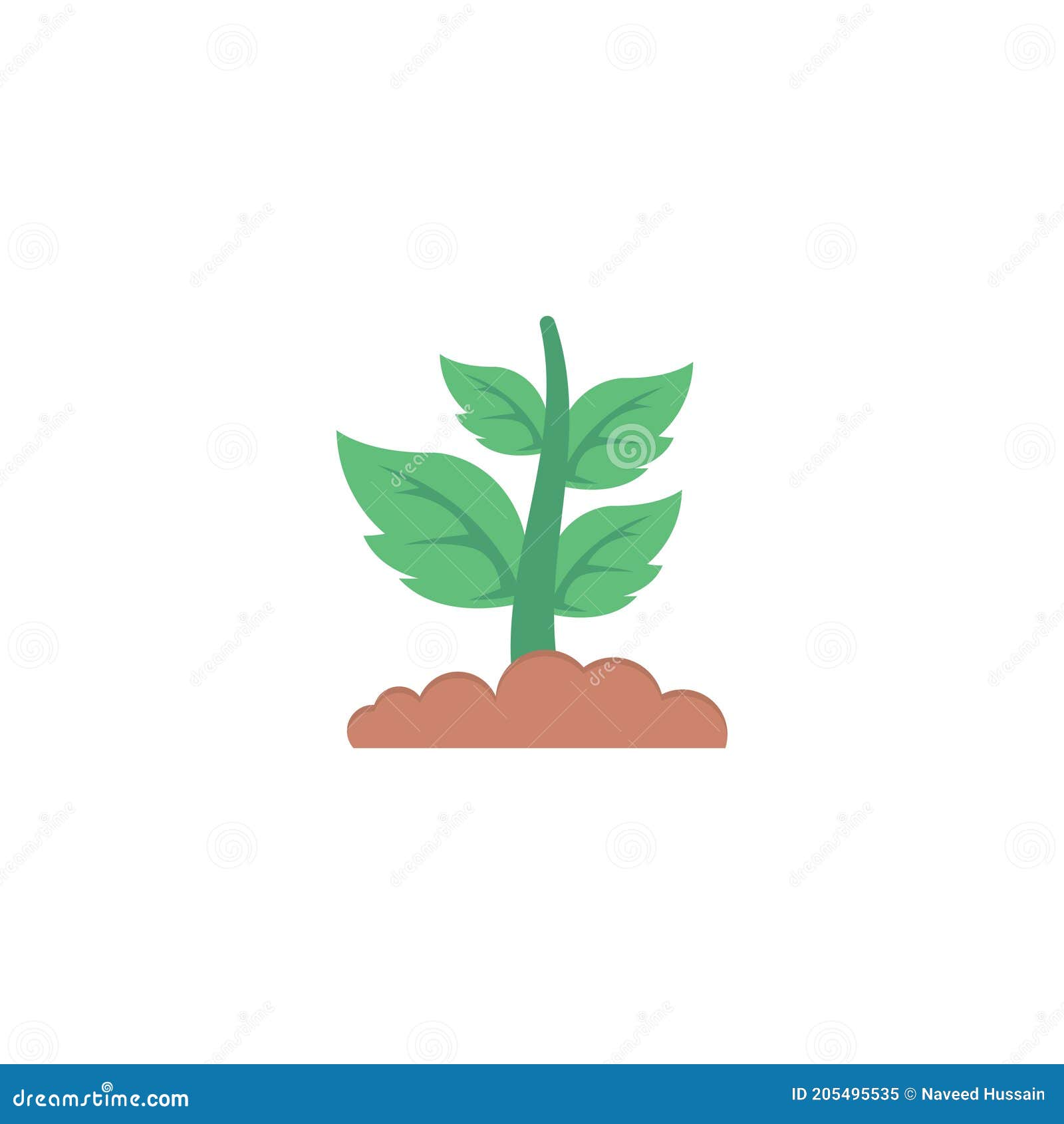Green Plant Vector Flat Colour Icon Stock Vector - Illustration of ...