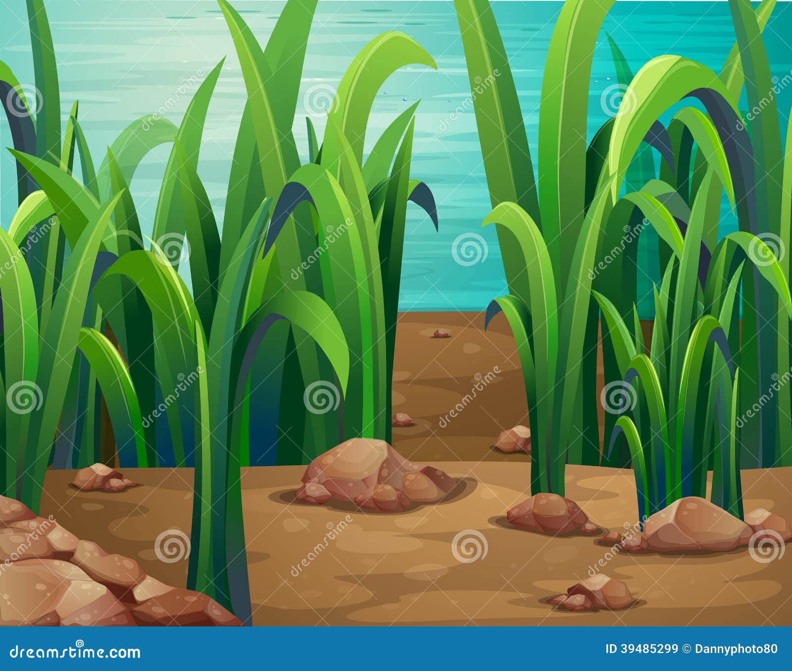 Green Plants Along the River Stock Vector - Illustration of land ...
