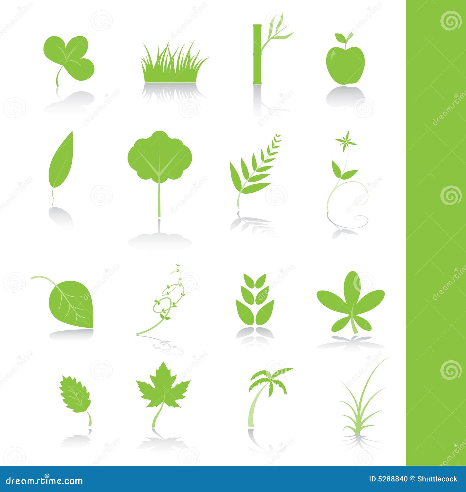 Green Plants Icon Symbol Set Stock Photo - Image: 5288840