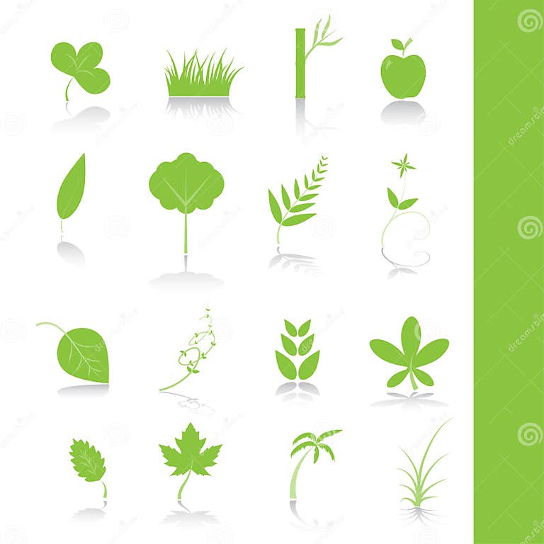 Green Plants Icon Symbol Set Stock Vector - Illustration of modern ...