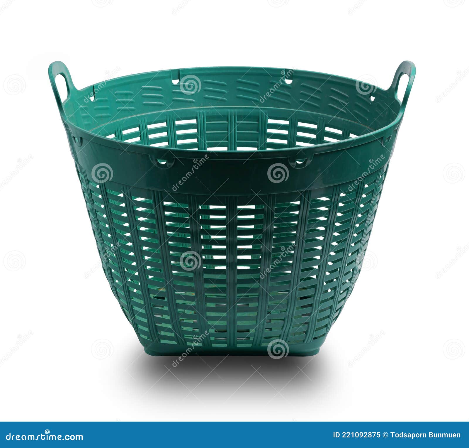 Green Plastic Basket Isolate on White Background Stock Image - Image of ...