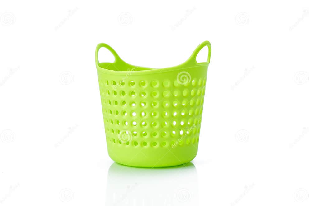 Green Plastic Basket Isolated on White Background Stock Photo - Image ...
