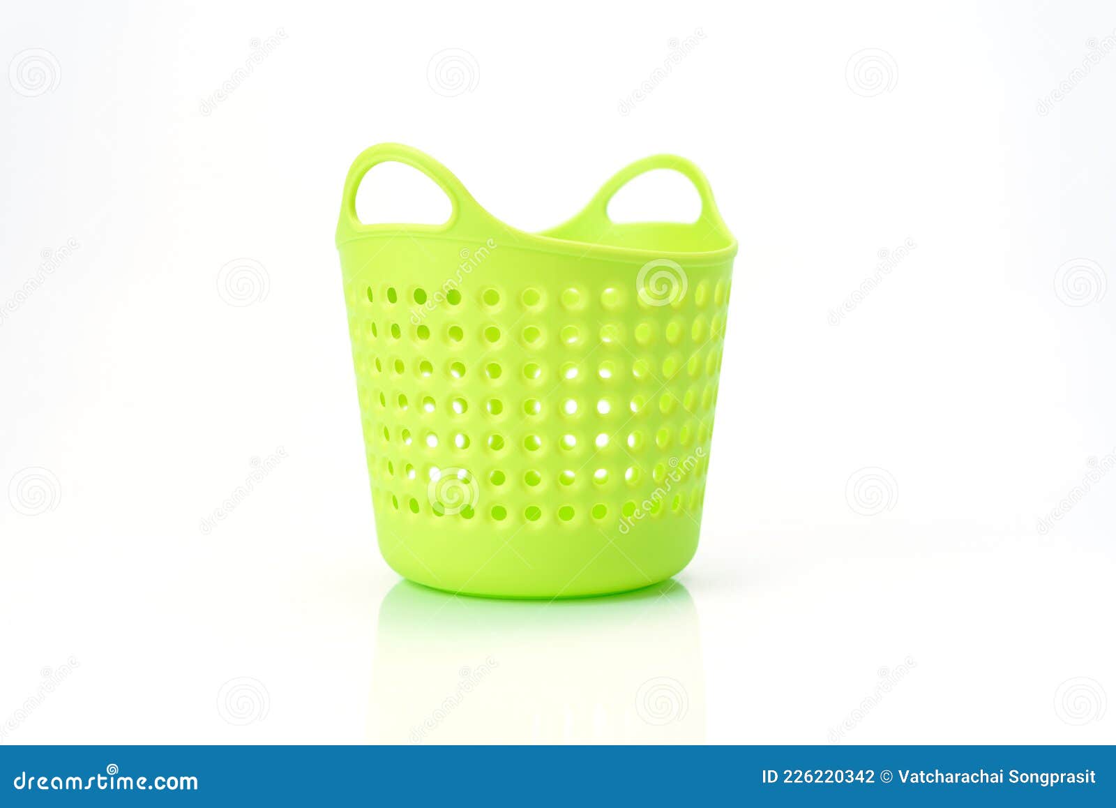 Green Plastic Basket Isolated on White Background Stock Photo - Image ...