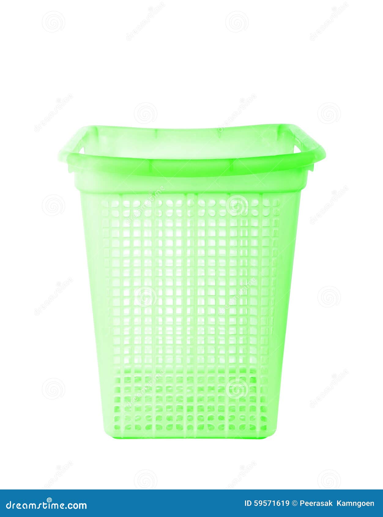 Green Plastic Basket on White Background Stock Image - Image of storage ...
