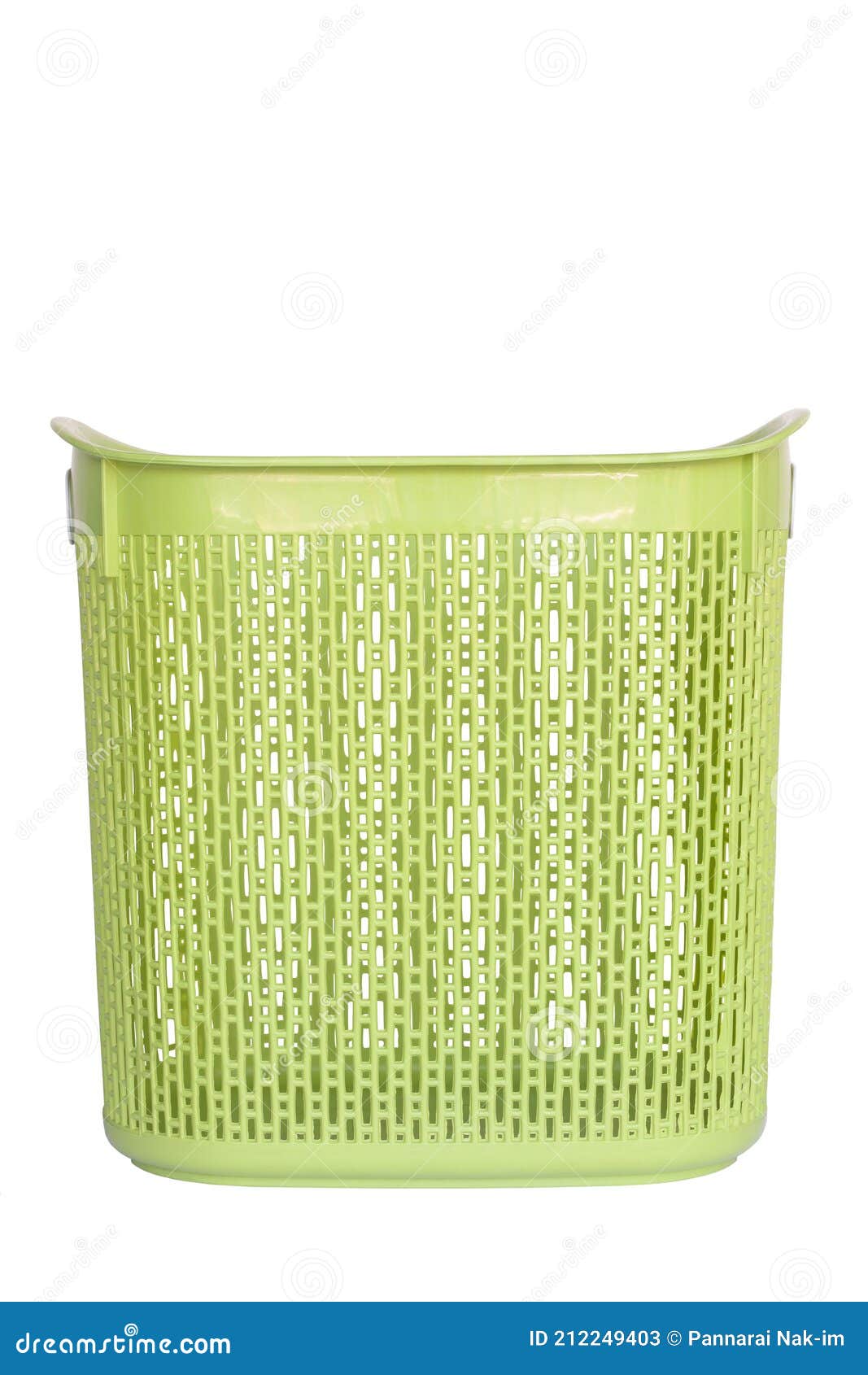Green Plastic Basket on White Background. Stock Image - Image of light ...