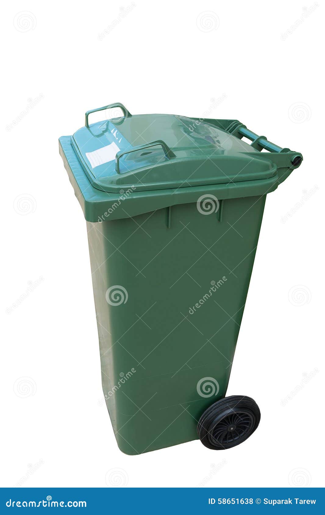 Green Plastic Bin Isolated on White Background. Stock Photo - Image of ...