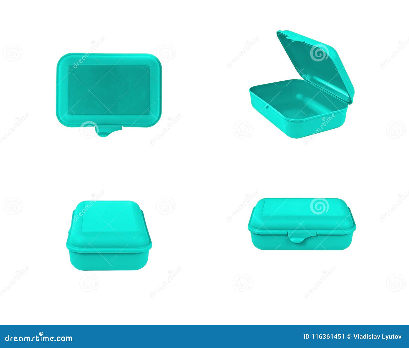 Green Plastic Box Package Isolated on White Background. Front, Top ...