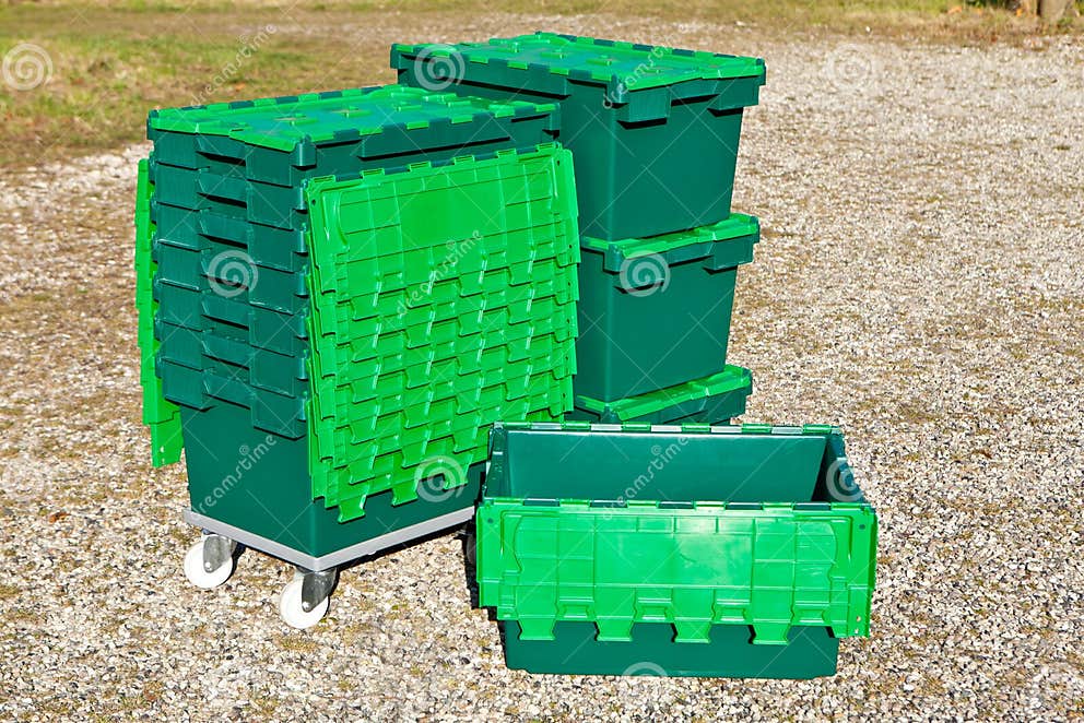Green Plastic Boxes stock image. Image of pebble, open - 21899173