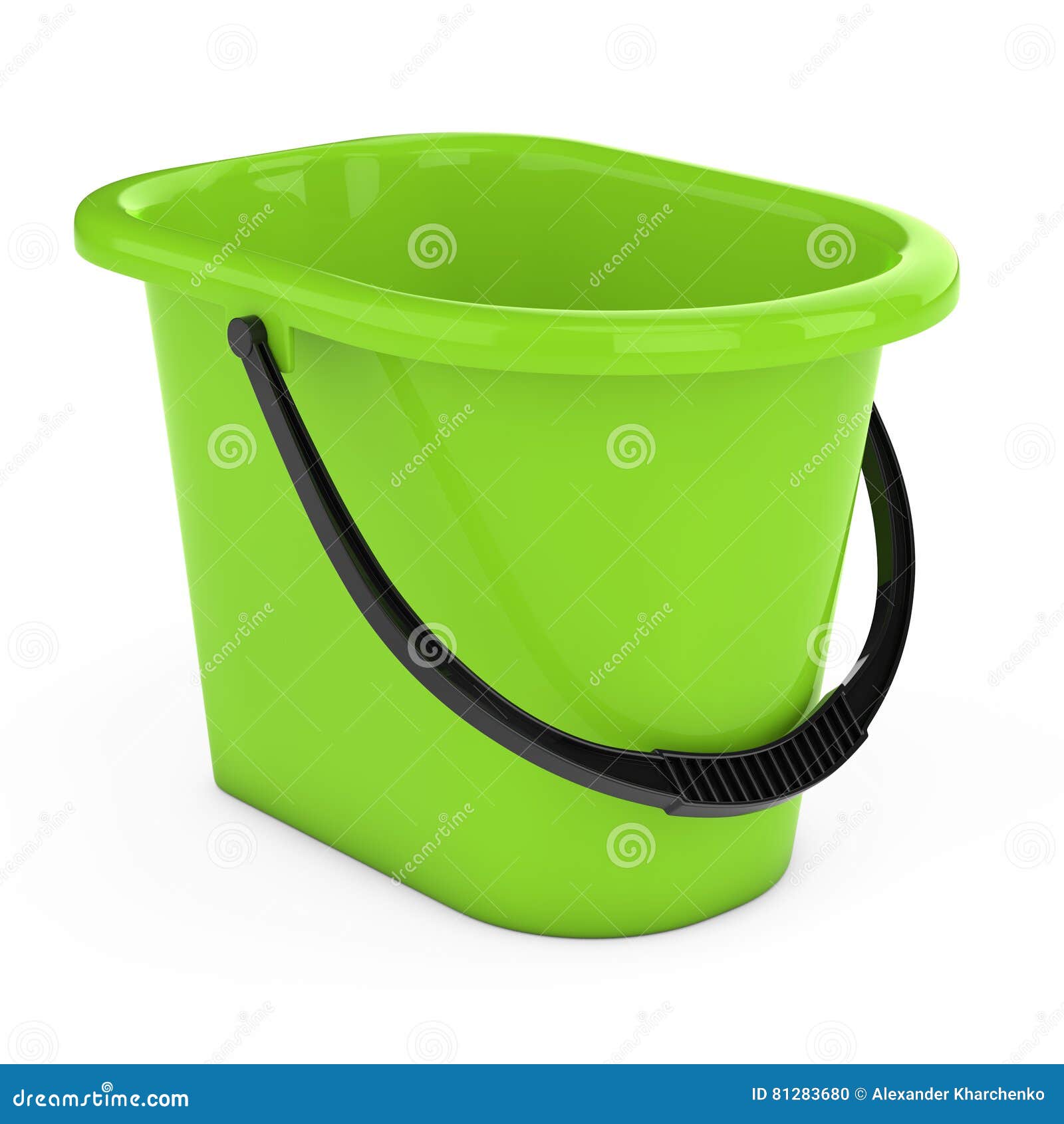 Green Plastic Bucket. 3d Rendering Stock Illustration - Illustration of ...