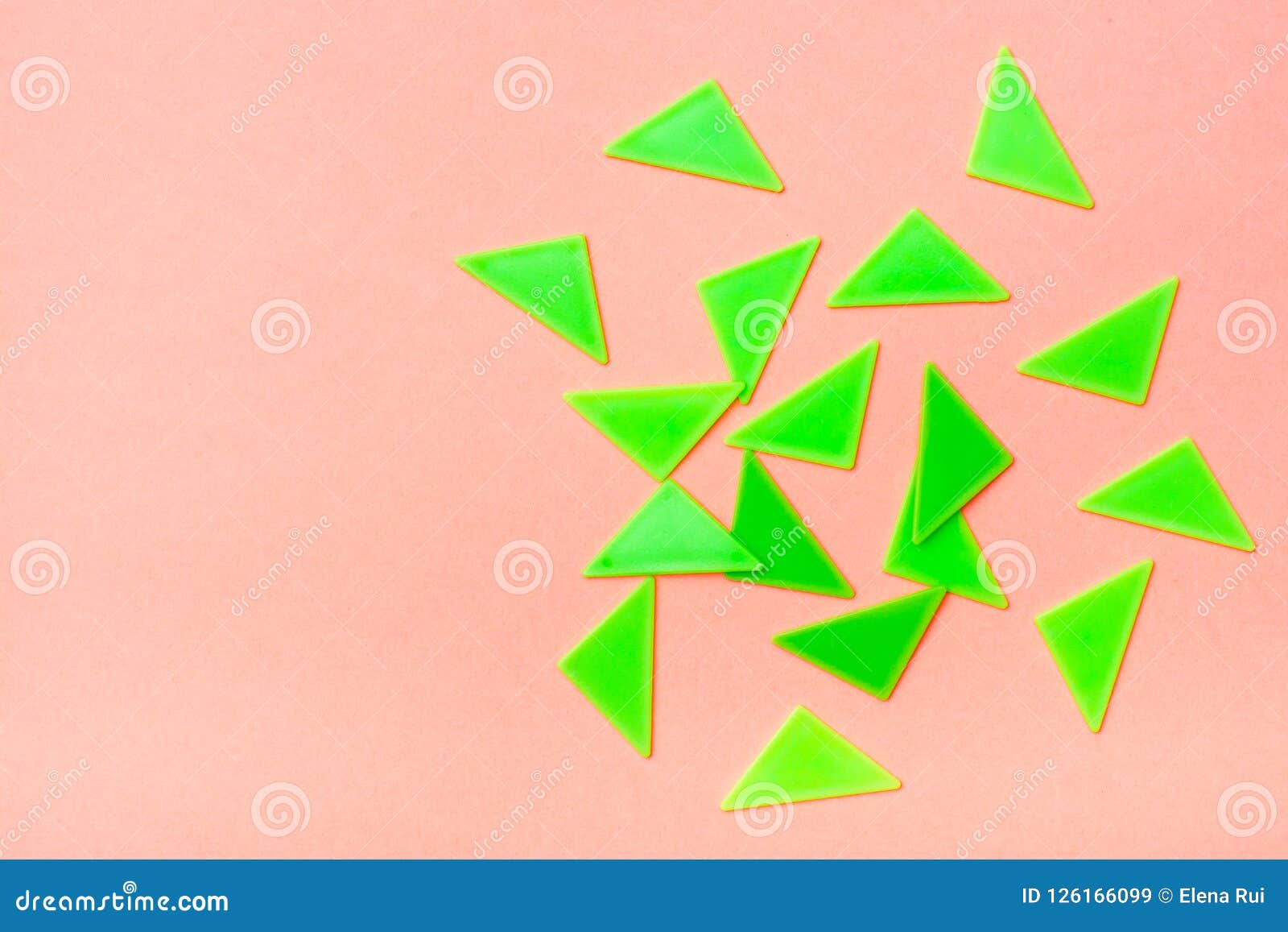 Green Plastic Flat Triangles are Scattered Chaotically Stock Image ...