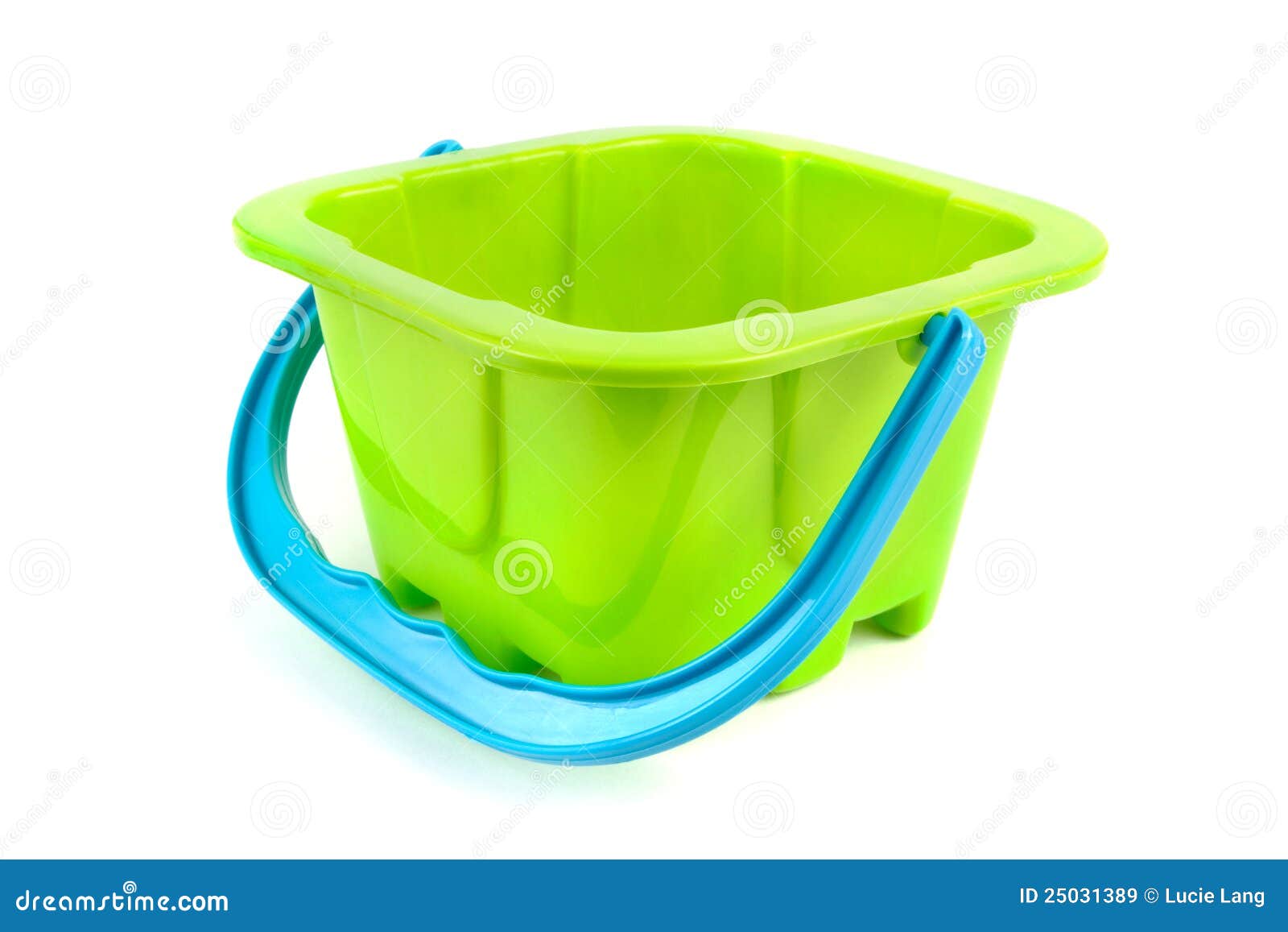 Green Plastic Kids Bucket on White Stock Image - Image of childrens ...