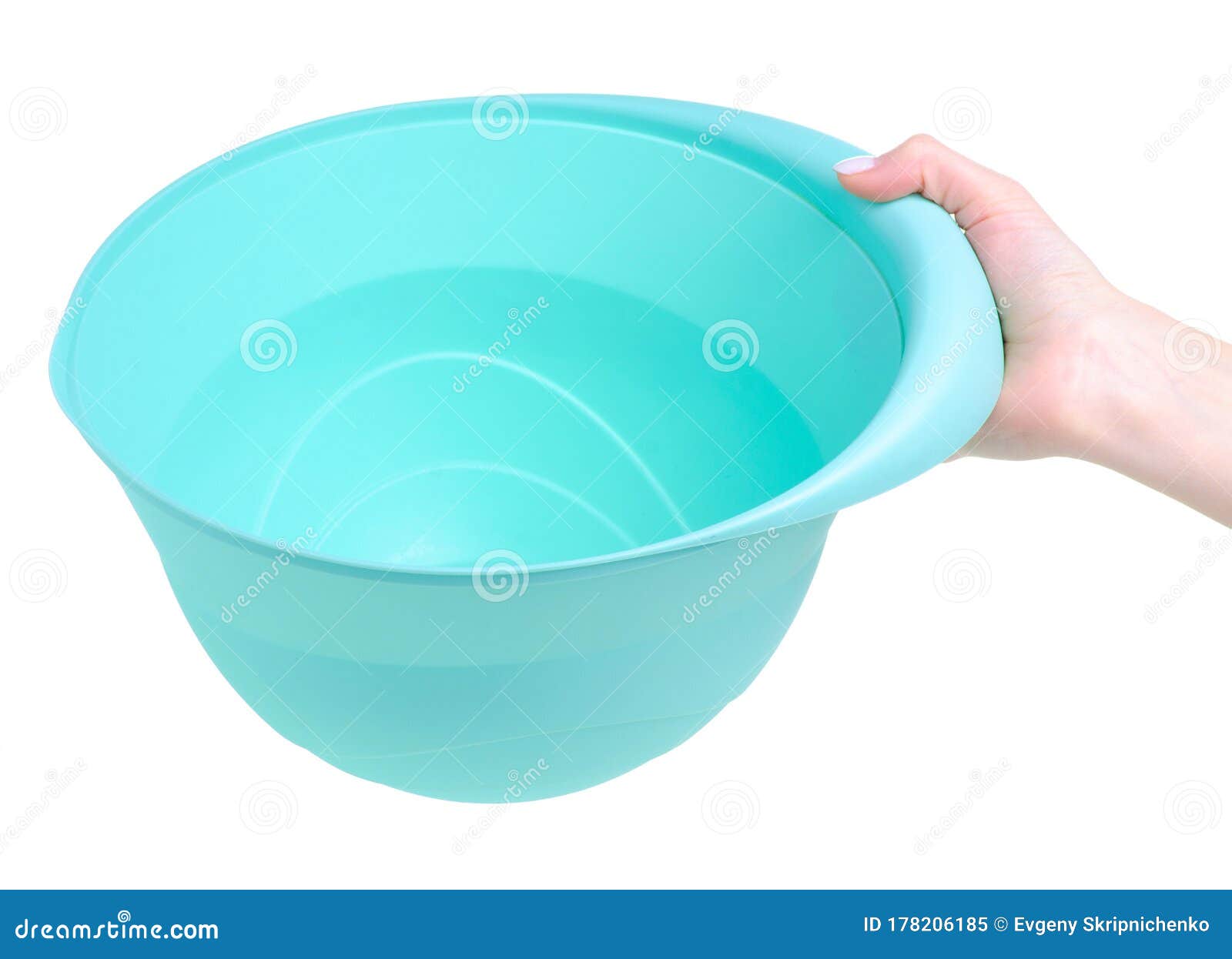 Green Plastic Kitchen Bowl in Hand Stock Image - Image of eating ...