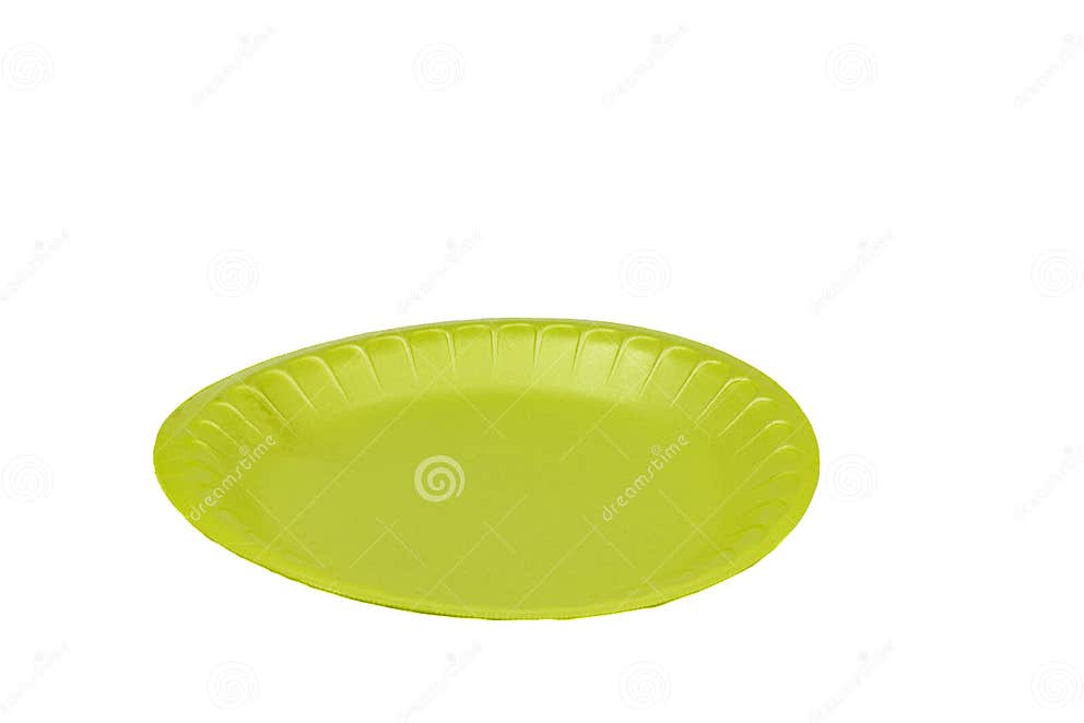 Green Plastic Plate on a White Background Stock Photo - Image of ...