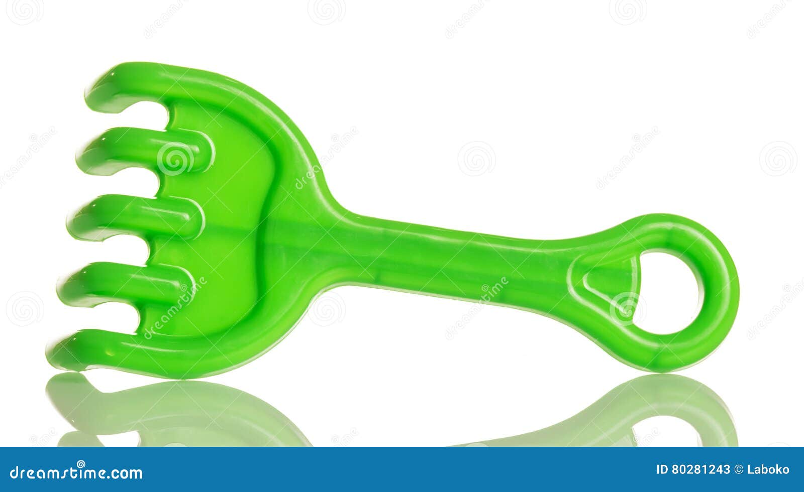 Green Plastic Rake To Play in Sandbox Isolated on White. Stock Image ...