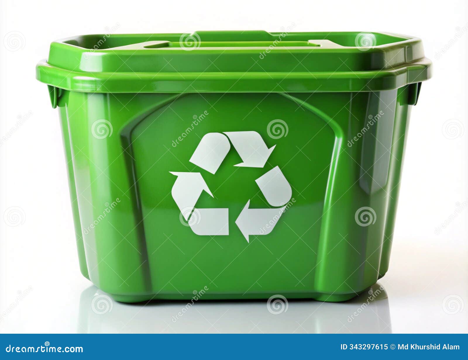 Green Plastic Recycling Container with Recycle Logo and Recyclable ...