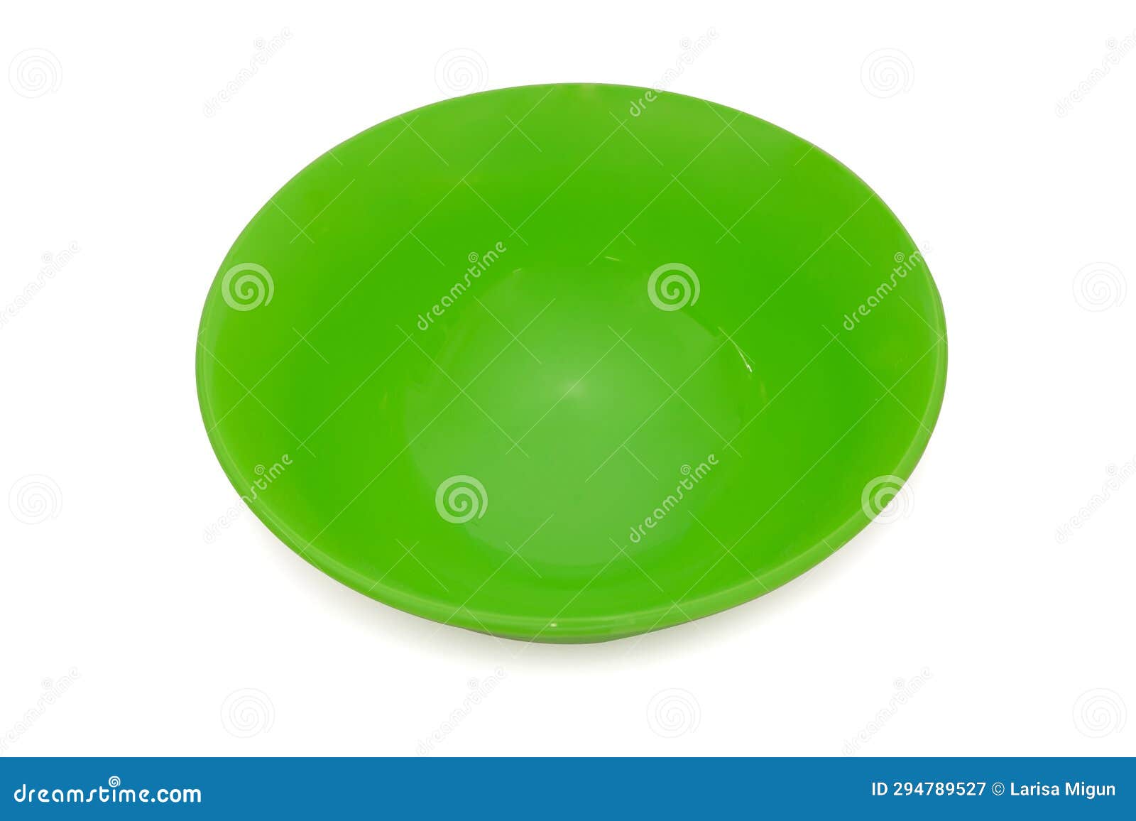 Green Plastic Round Plate on a White Background. Stock Image - Image of ...