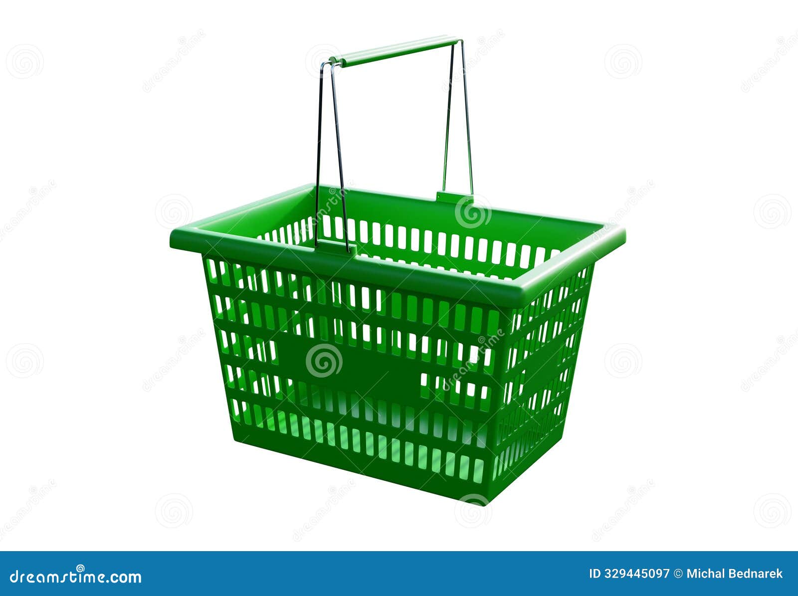 Green Plastic Shopping Basket with Metal Handles Stock Image - Image of ...