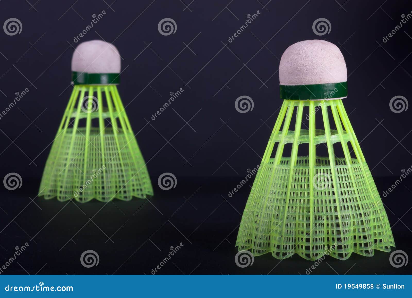 Green plastic shuttlecocks stock photo. Image of birdie - 19549858