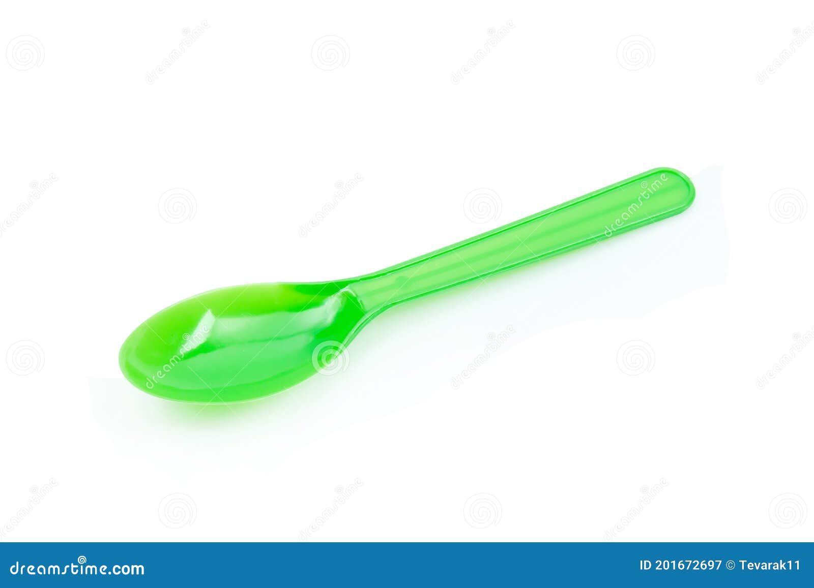 Green Plastic Spoon Isolated on White Background Stock Image - Image of ...