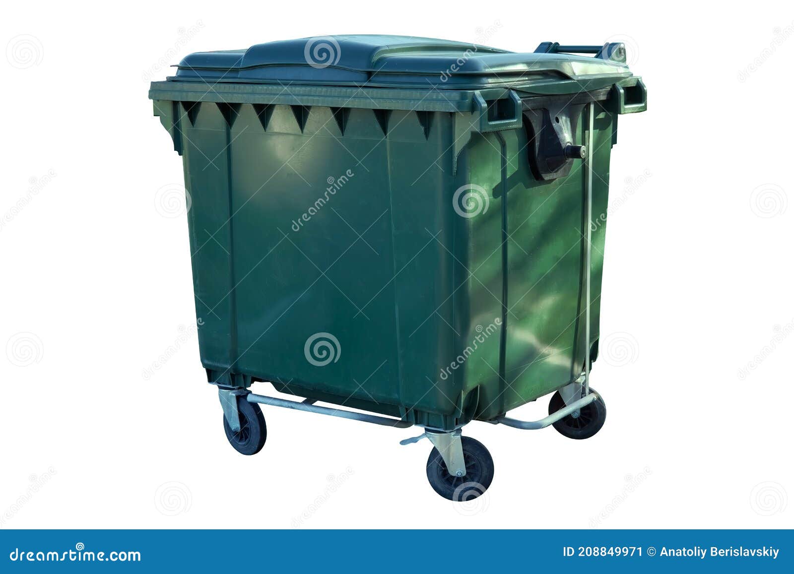 Green Plastic Trash Recycling Container Isolate on a White Background ...